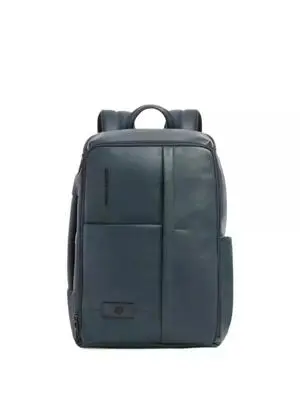 PIQUADRO Expandable Logo-plaque Leather Backpack - Blue