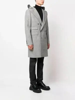 Moschino Double-breasted Plaid-check Coat