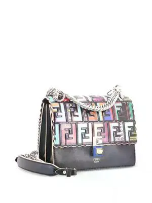 Fendi Kan I Bag Zucca Embossed Patent And Leather Small Crossbody Bag