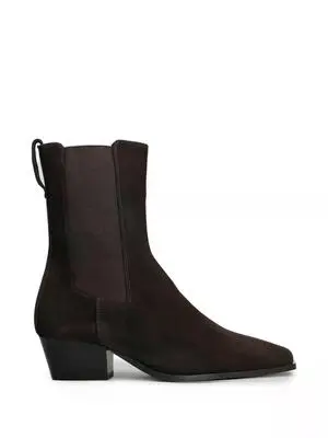 BIBI LOU Suede Square-toe Ankle Boots - Brown