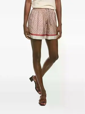 Brunello Cucinelli Geometric-print Silk Shorts - Neutrals