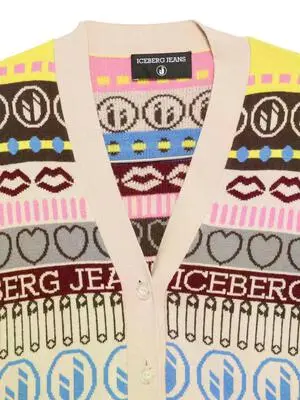 Iceberg Intarsia-knit Logo-print Cardigan