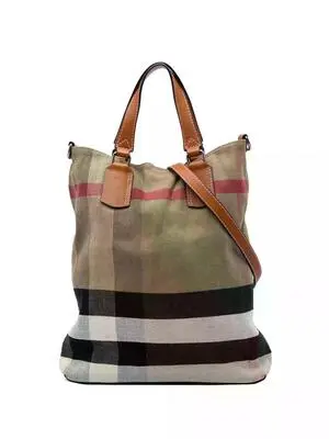 Burberry 2000-2012 Medium Mega Check Canvas Tottenham Brit Satchel - Brown
