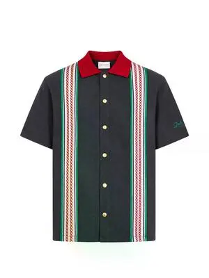 Drole De Monsieur Stripe-detail Short-sleeve Shirt - Grey