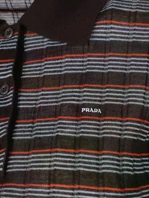 Prada Striped Cashmere And Silk Polo Shirt