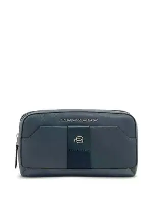 PIQUADRO Logo-plaque Leather Messenger Bag - Blue