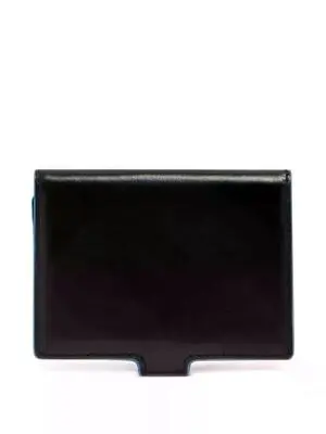 PIQUADRO Blue Square Logo-debossed Leather Cardholder - Black