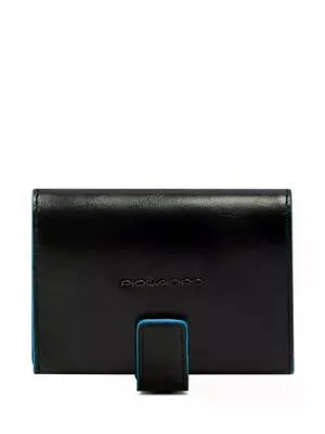 PIQUADRO Blue Square Logo-debossed Leather Cardholder - Black