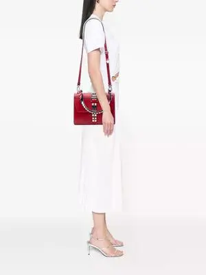Prada 2010-2026 City Calf And Saffiano Studded Elektra Satchel - Red