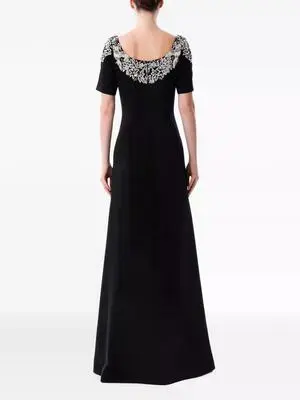 DINA MELWANI Floral-embroidered Scoop-neck Maxi Dress
