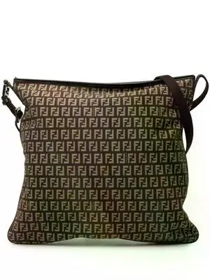 Fendi 2000-2010 Zucchino Canvas Crossbody Bag - Brown