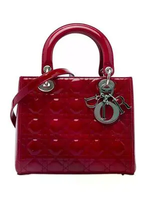 Dior 2012 Medium Patent Cannage Lady Satchel - Red