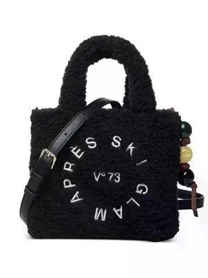 V°73 Teddy-effect Embroidered Tote Bag - Black