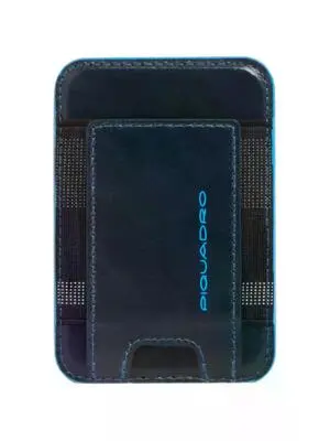 PIQUADRO Logo-print Leather Cardholder - Blue