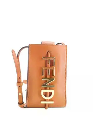 Fendi Fendigraphy Phone Pouch Leather Crossbody Bag - Brown