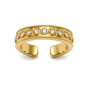 AUROZIA Gold / White Lotus Within Gold Vermeil Starlight Dew Adjustable Open Ring