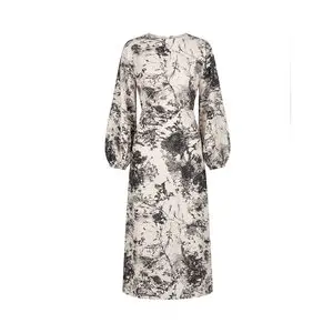 TANTRA SPAIN SL Long Dress With A Geometric Print, Round Neckline, And Straps In The Back - Black