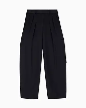 Armani Exchange Oversized Trousers With Viscose - Black
