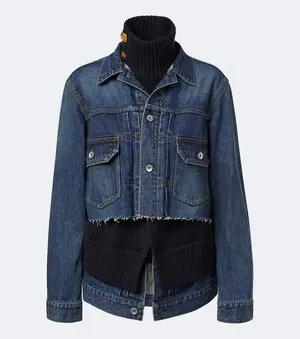 Sacai Paneled Denim Jacket - Blue