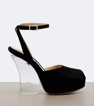 Fendi Suede Platform Peep-toe Pumps