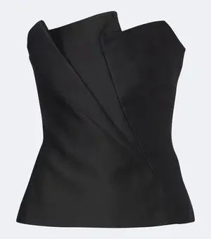 Roland Mouret Pleated Taffeta Corset Top - Black