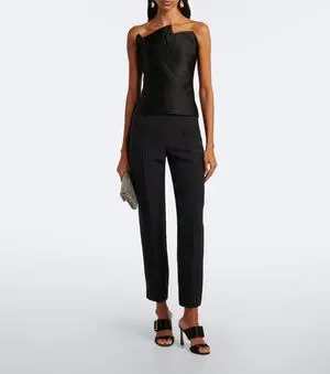Roland Mouret Pleated Taffeta Corset Top