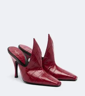 Alaïa Croc-effect Leather Mules - Red