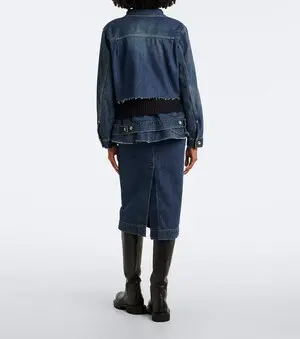 Sacai Belted Peplum Denim Midi Skirt