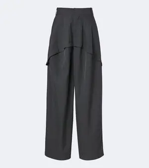 Loewe Paneled Wool Wide-leg Pants - Grey