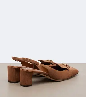TOD'S T Timeless Suede Slingback Pumps