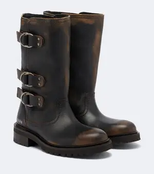 GOLDEN GOOSE Kurt Leather Biker Boots - Brown