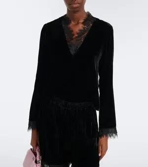 GANNI Lace-trimmed Top