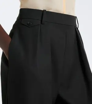 Khaite Dugan Pleated Virgin Wool Straight Pants