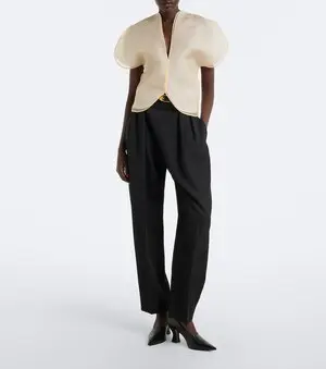 Khaite Dugan Pleated Virgin Wool Straight Pants