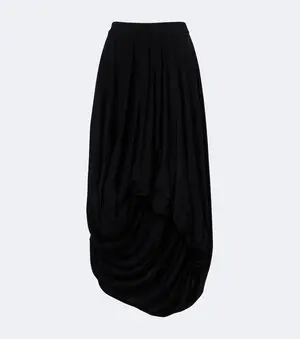 Junya Watanabe Asymmetric Draped Wool Midi Skirt - Black