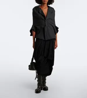 Junya Watanabe Asymmetric Draped Wool Midi Skirt