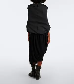 Junya Watanabe Asymmetric Draped Wool Midi Skirt