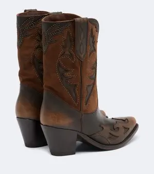 GOLDEN GOOSE Wish Star Leather And Suede Cowboy Boots