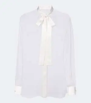 Dolce & Gabbana Bow-detail Silk Chiffon Blouse - White