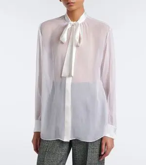 Dolce & Gabbana Bow-detail Silk Chiffon Blouse