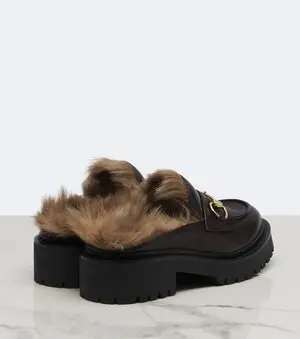 Gucci Rhody Shearling-lined Leather Platform Mules