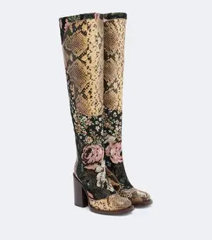 Dries Van Noten Patchwork Leather Over-the-knee Boots - Multicoloured
