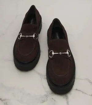 Gucci Rhody Horsebit Suede Platform Loafers