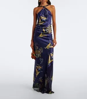 Staud Charli Printed Silk-blend Maxi Dress