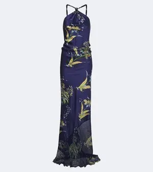 Staud Charli Printed Silk-blend Maxi Dress - Blue