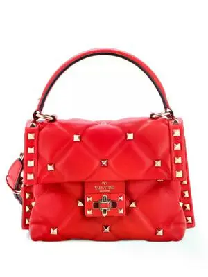 Valentino Garavani Candystud Top Handle Bag Leather Mini Satchel - Red