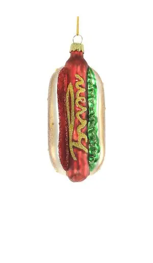 CODY FOSTER & CO Festive Hotdog Ornament - Multi