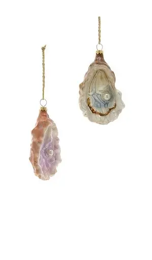 CODY FOSTER & CO Oyster Ornament Set Of 2 - Multi