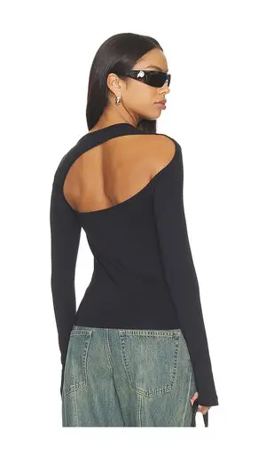 Helmut Lang Asymmetrical Cutout Top In . Also - Black