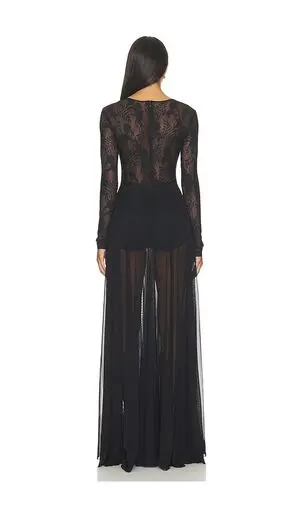 Norma Kamali Long Sleeve Crew Flared Gown In . Also